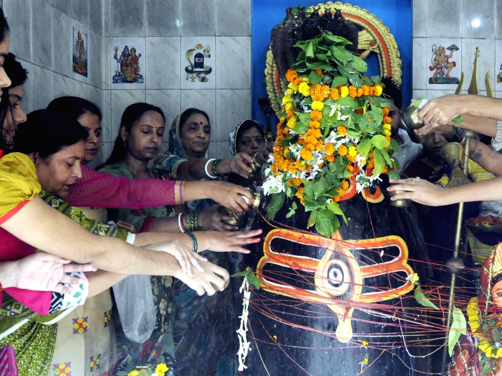 Devotees at Shiv Mandir