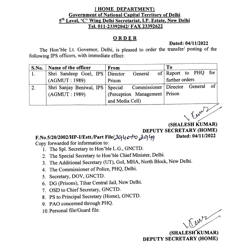 Free photo : DG prison Goel transferred, days after conman Sukesh ...