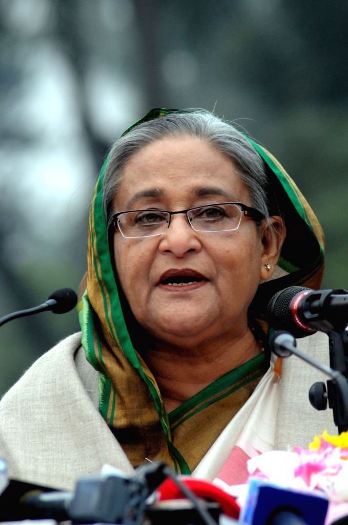 Sheikh Hasina speaks during a press conference following the general ...