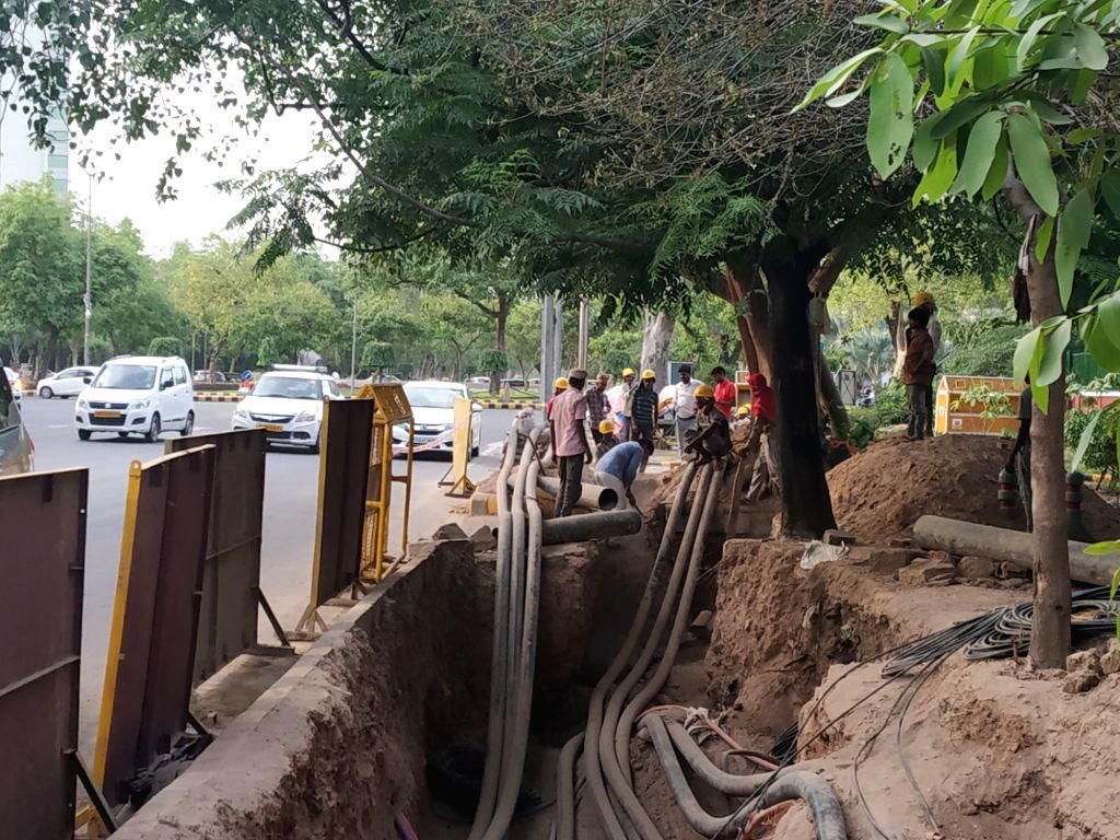 Digging work underway near India Gate