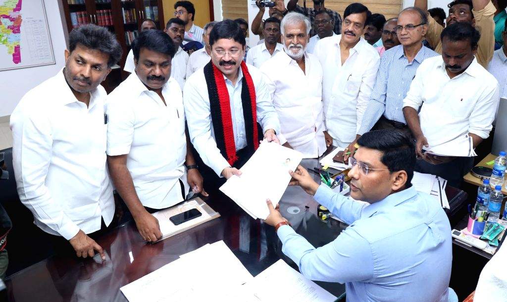 DMK MP Dayanidhi Maran files his nomination for the Central Chennai Lok ...
