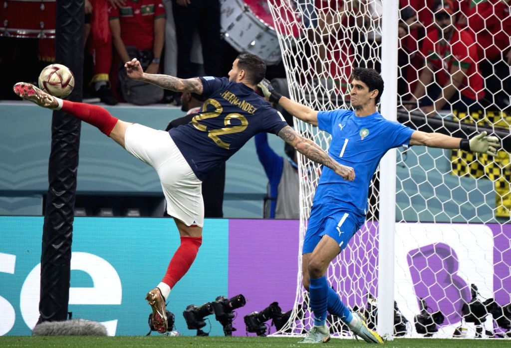 Doha : French player Theo Hernandez scores a goal