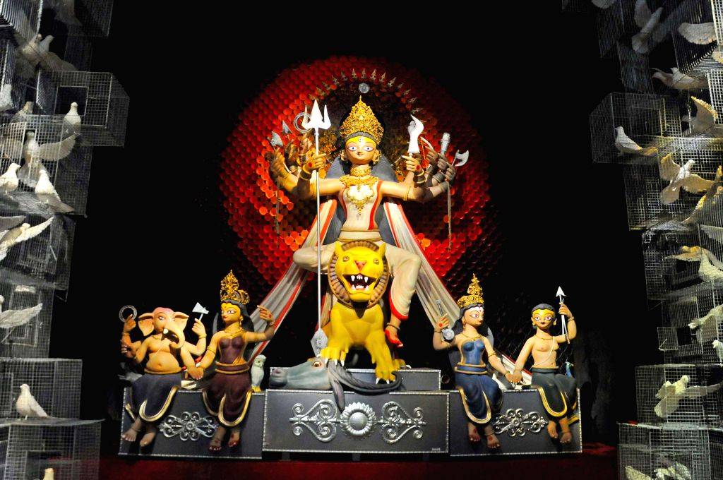 Durga Idol Emphasising Border Peace at Sikdar Bagan