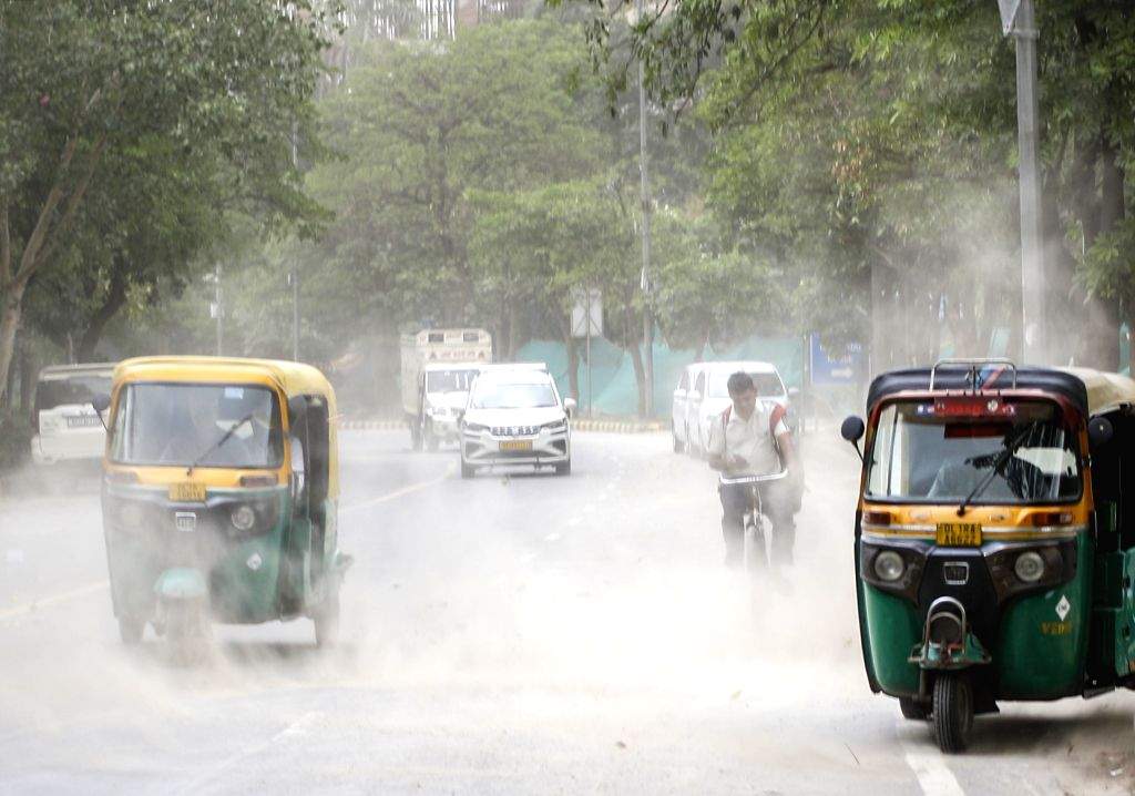 Dust storm engulfs city