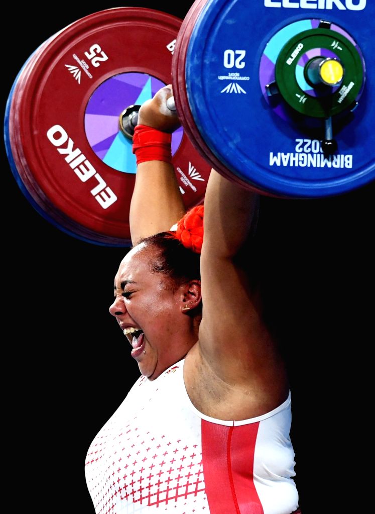 England's Emily Campbell compete in the women's 87kg category ...