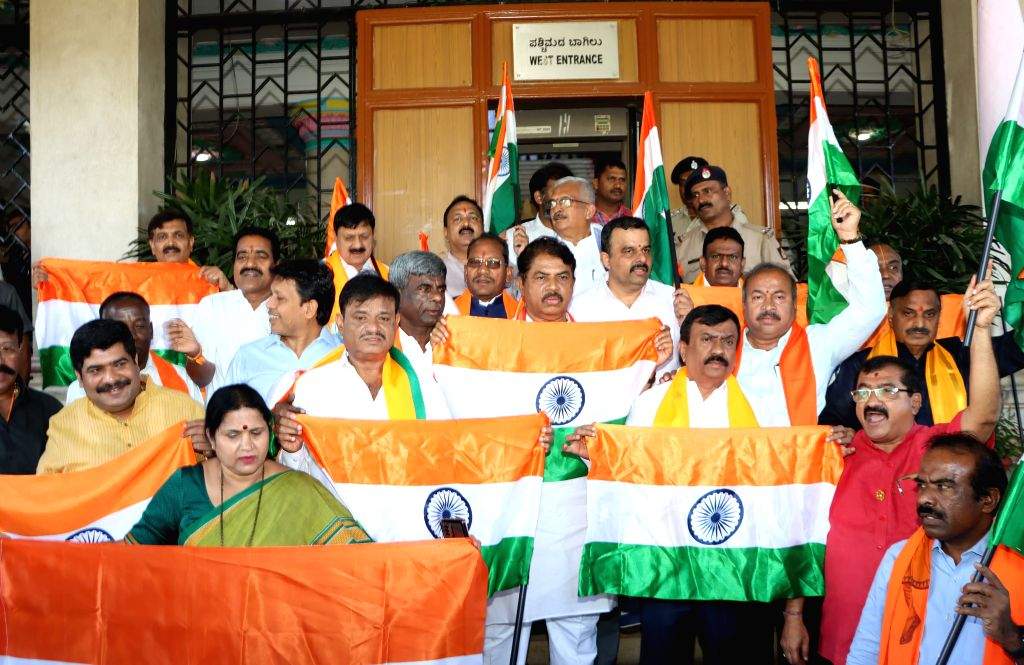 Leader of opposition in Karnataka Assembly R.Ashoka with BJP MLAs
