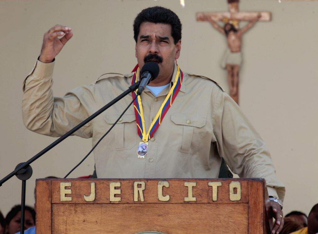 Venezuelan President, Nicolas Maduro delivers a speech in Coro city