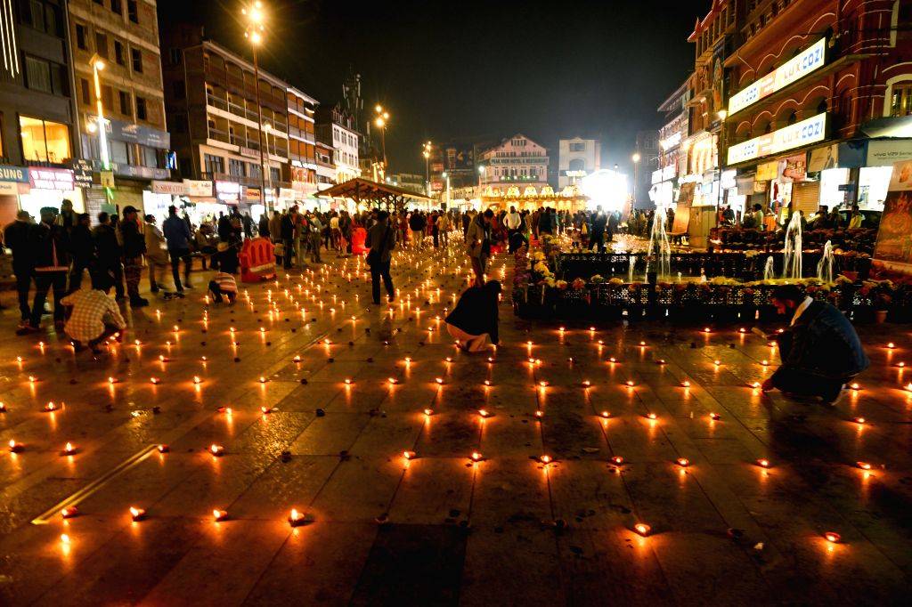 Festive lights illuminate Lal Chowk during Diwali Celebrations