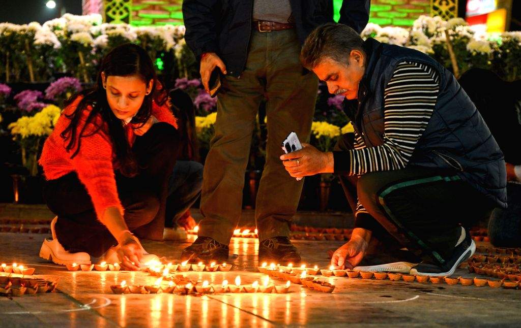 Festive lights illuminate Lal Chowk during Diwali Celebrations