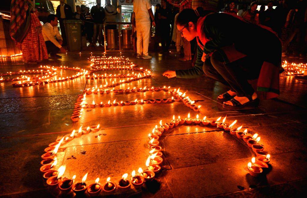 Festive lights illuminate Lal Chowk during Diwali Celebrations