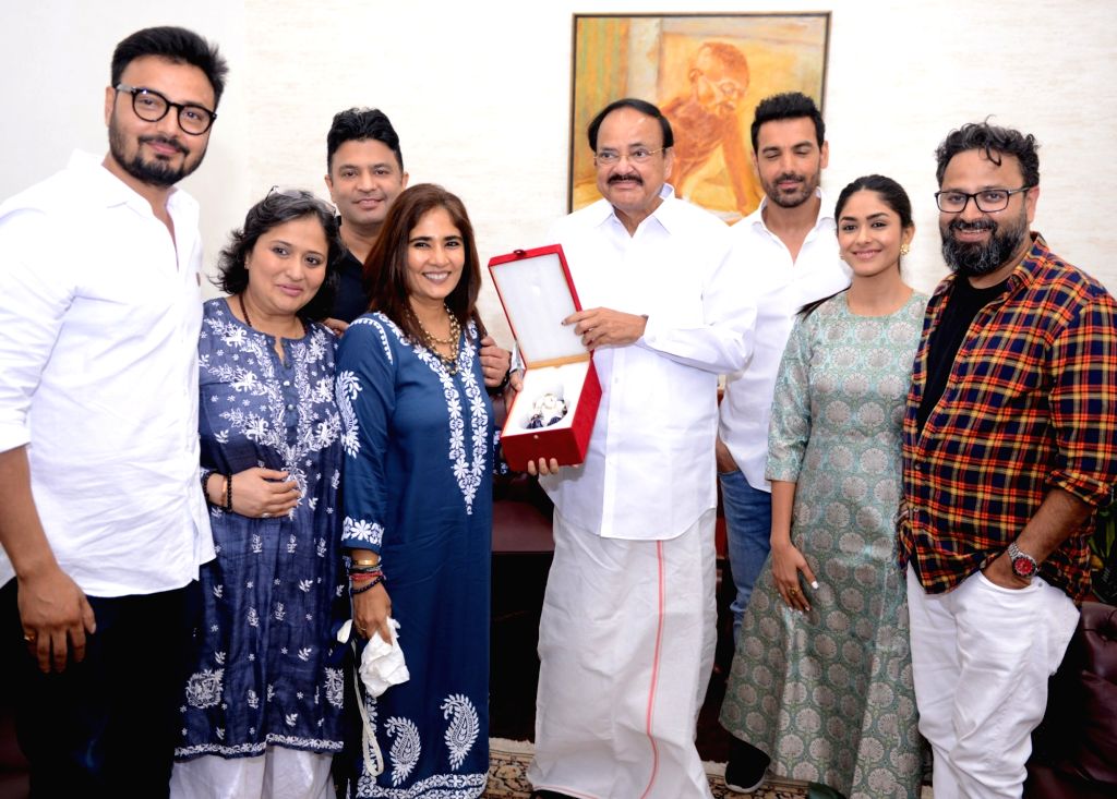 Film "Batla House" cast meets Venkaiah Naidu