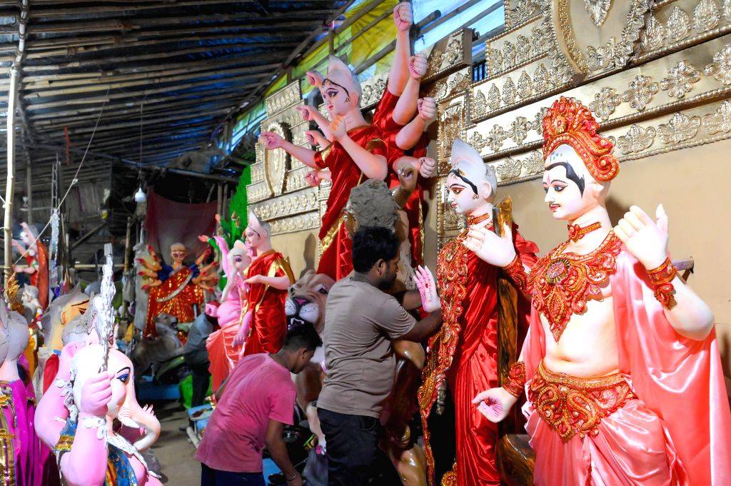 Final Touches to Durga Idols
