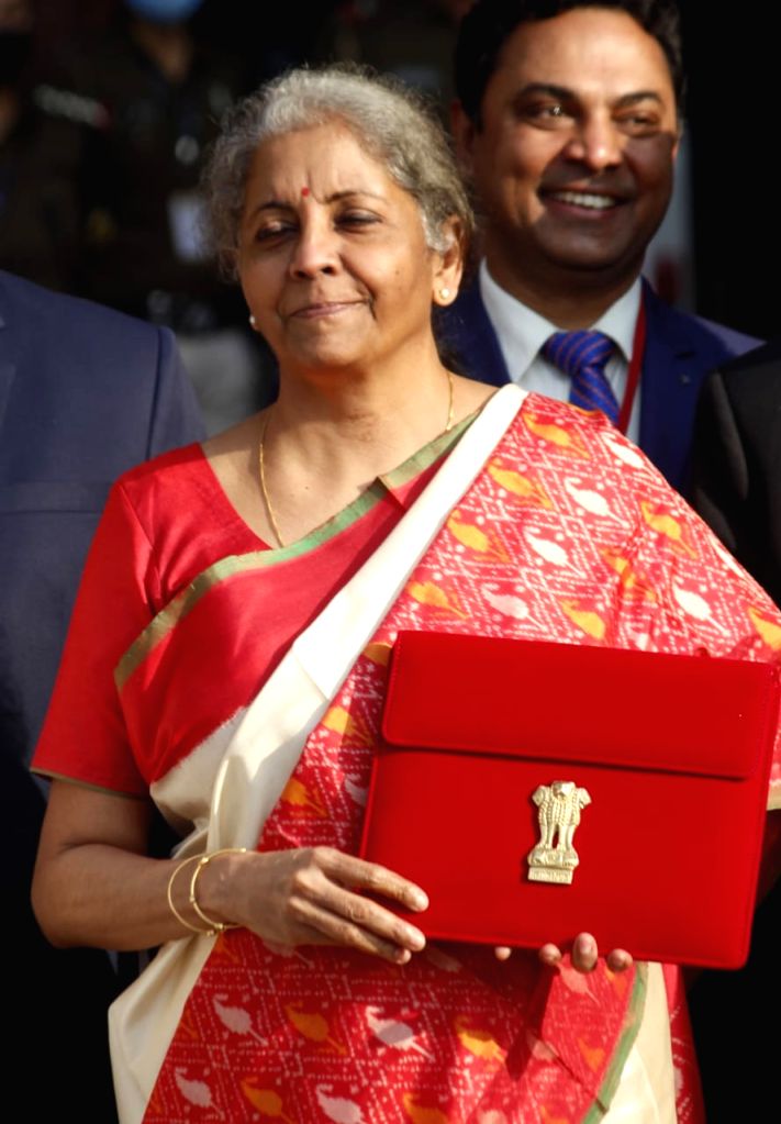 Finance Minister Nirmala Sitharaman leaves for the Parliament to ...