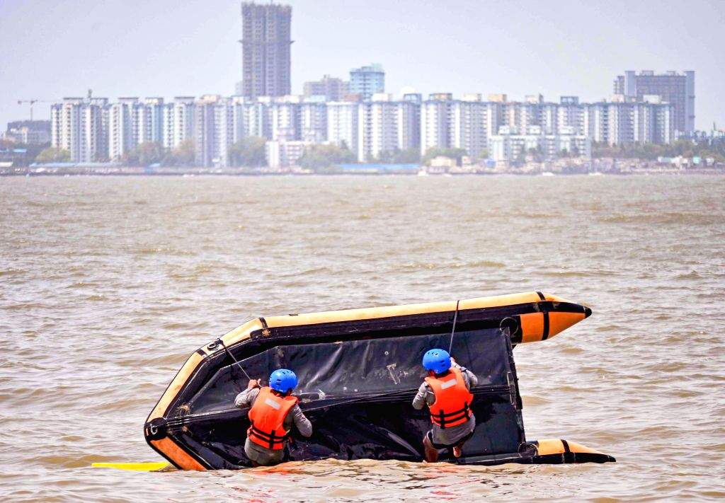 Fire Brigade Personnel Conduct Monsoon Rescue Drill