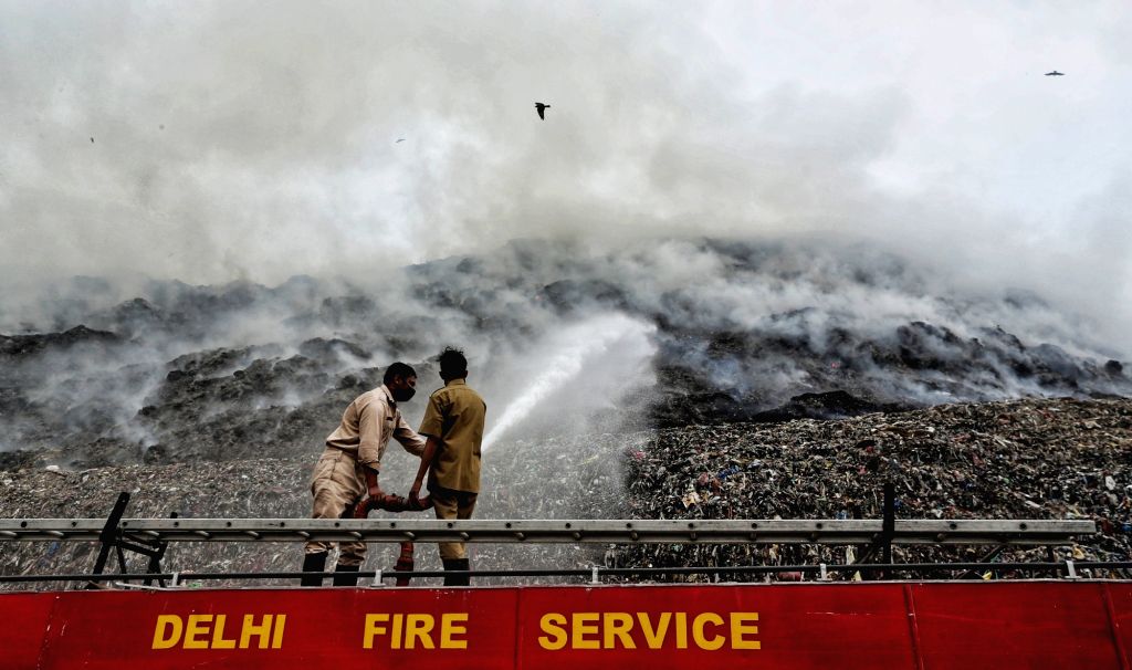 Firefighting at Ghazipur landfill on as toxic fumes fill air