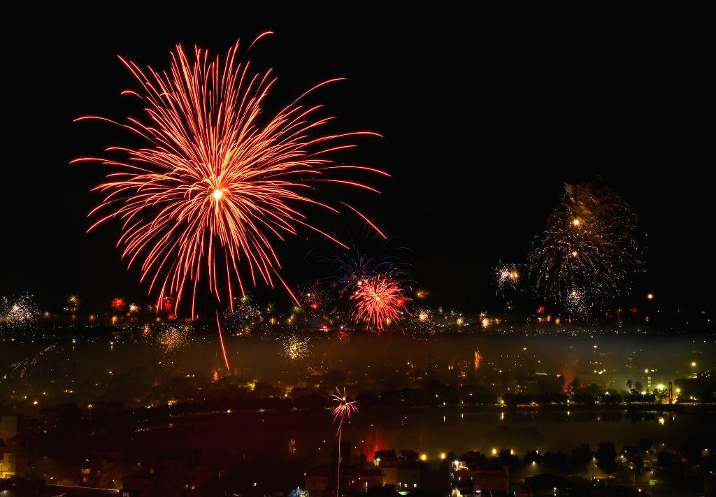 Fireworks dazzle the sky during Diwali in Coimbatore