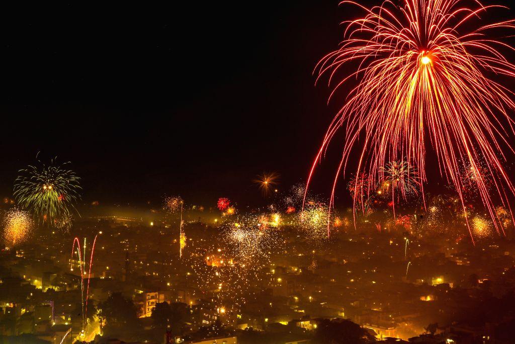 Fireworks dazzle the sky during Diwali in Coimbatore