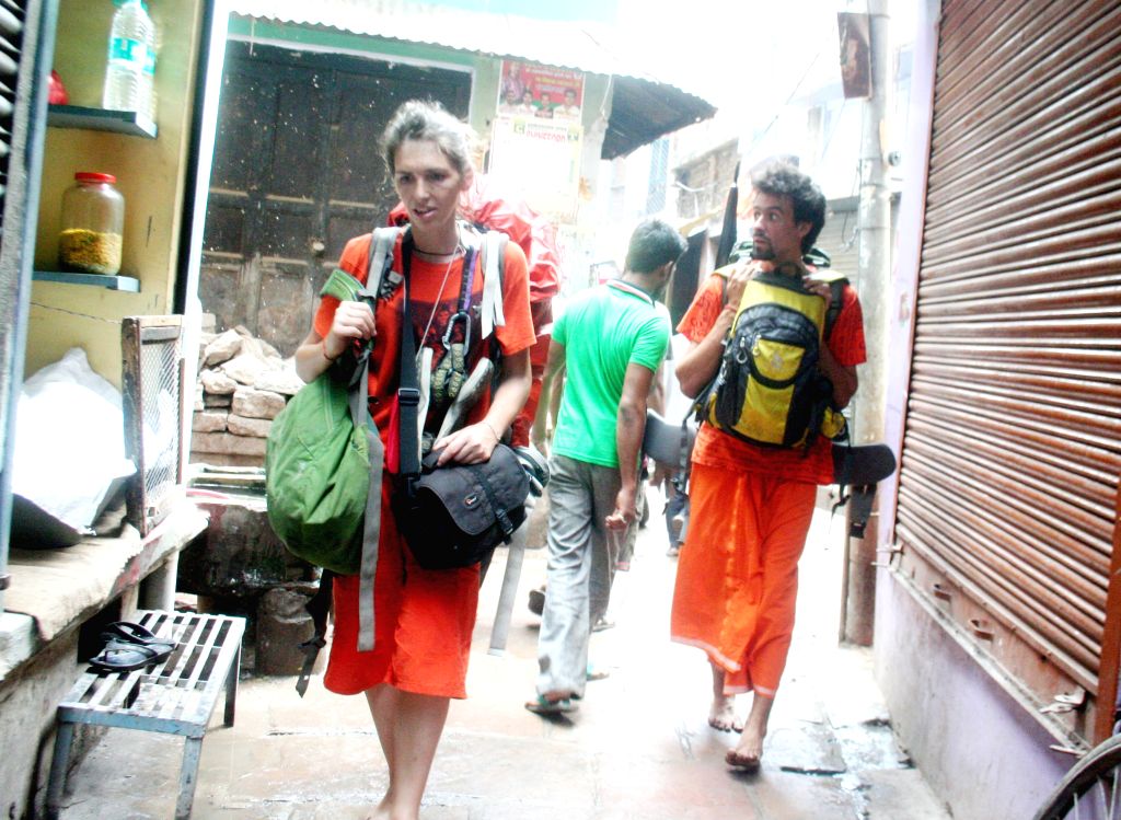Foreign tourists in Varanasi