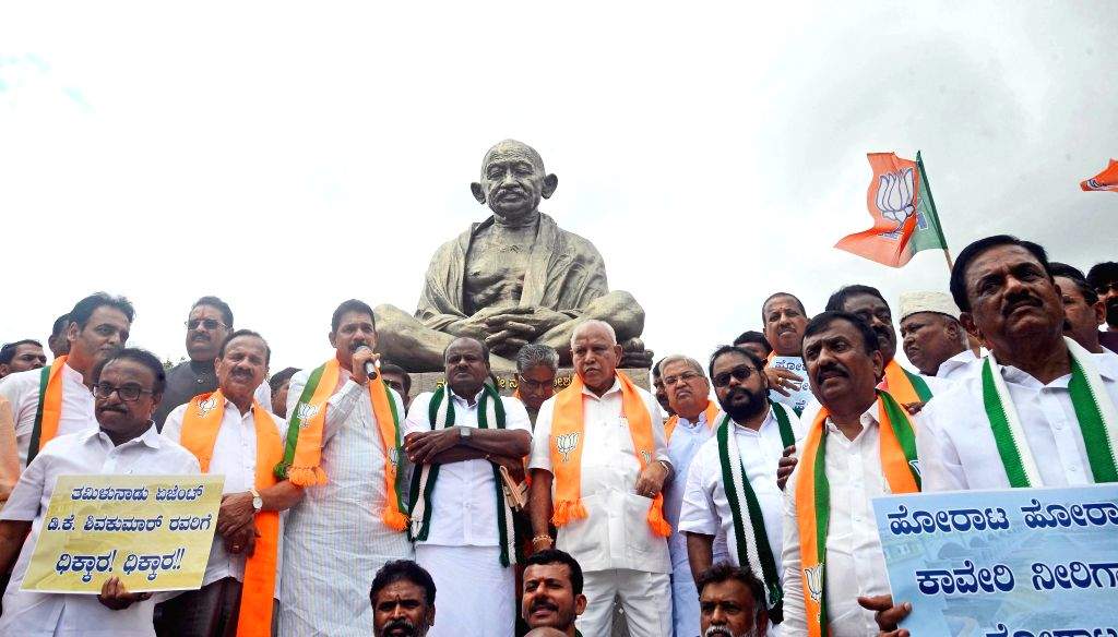Former CM and BJP leader Yedyurappa with Former CM and JD(S) leader ...