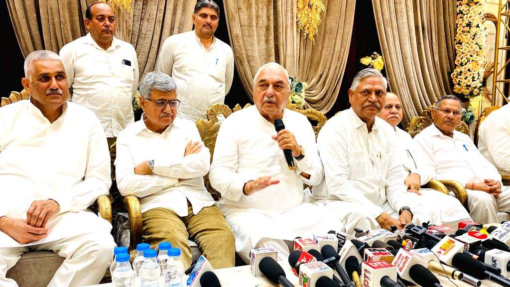 Former Harayan CM and Congress leader Bhupinder Singh Hooda addresses a ...