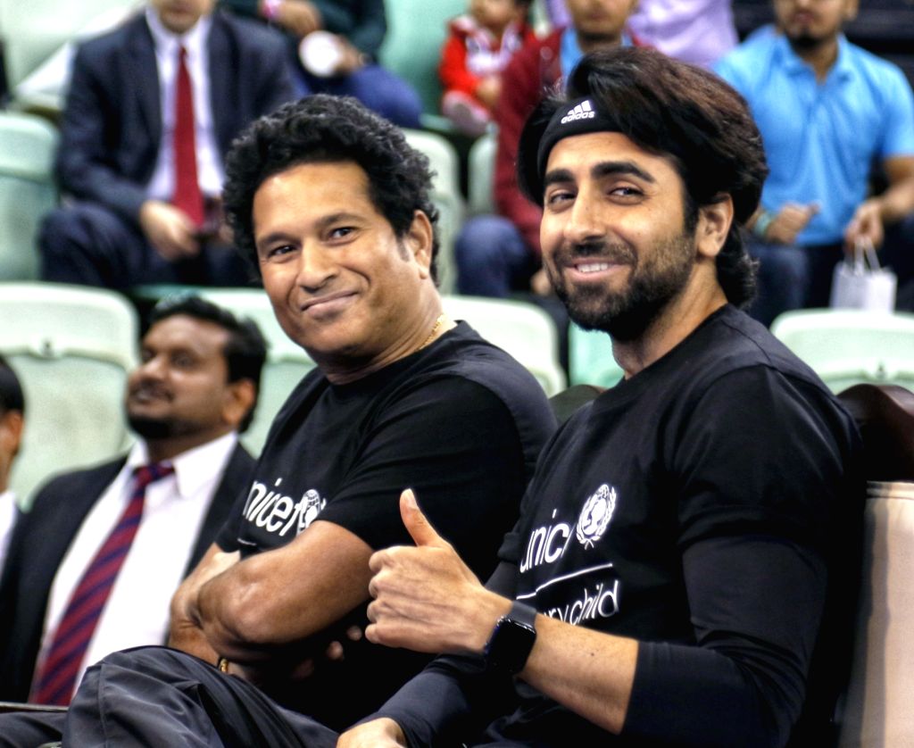 New Delhi : Former Indian cricketer Sachin Tendulkar and Actor Ayushman ...