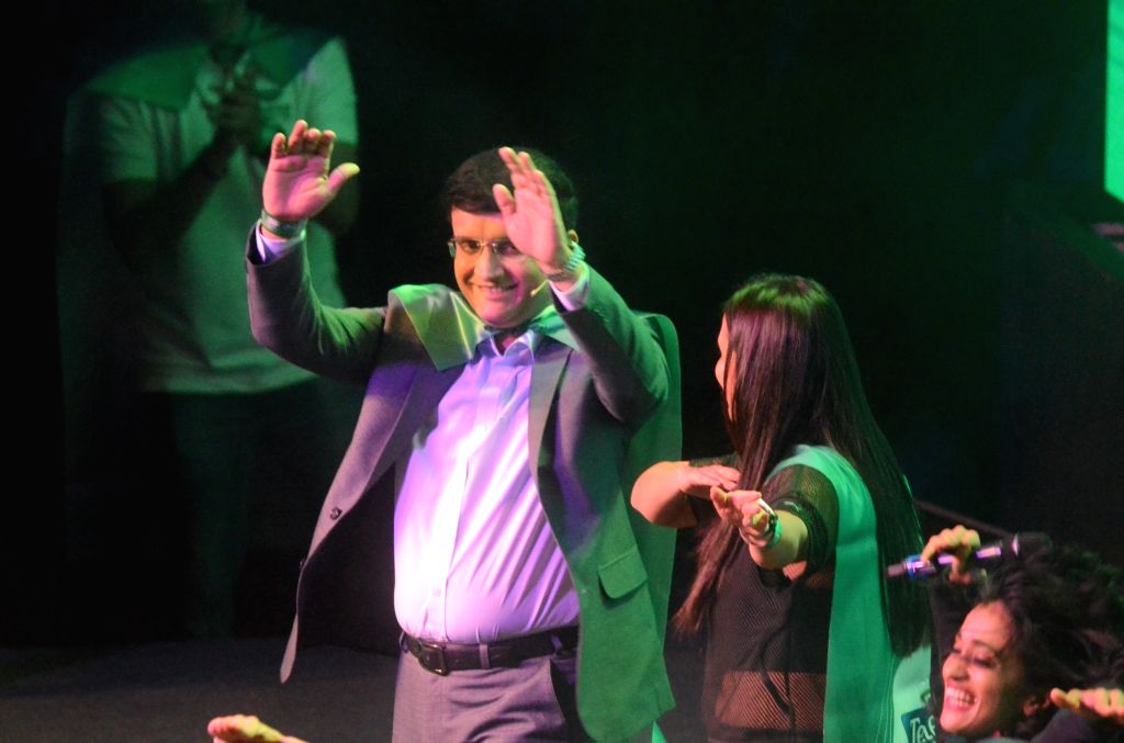 Sourav Ganguly, Neha Dhupia at a promotional event