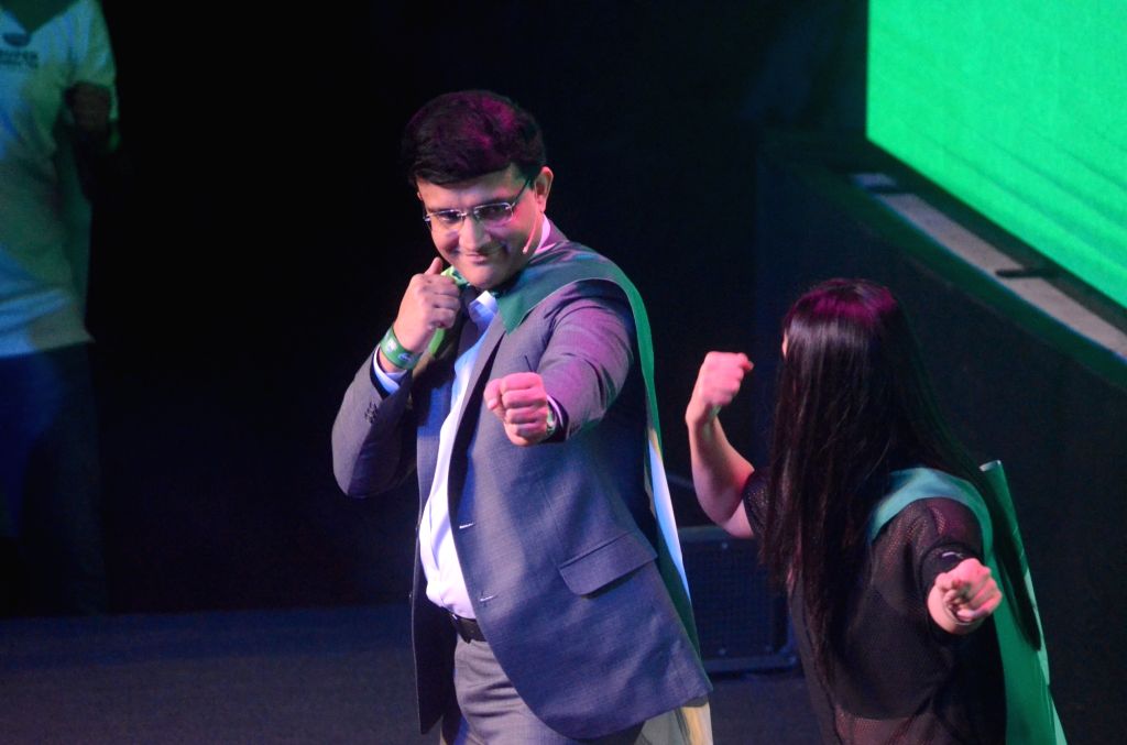 Sourav Ganguly, Neha Dhupia at a promotional event