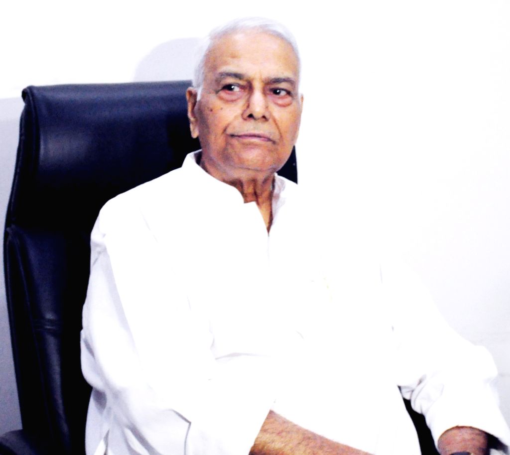 Former union minister Yashwant Sinha during a press conference