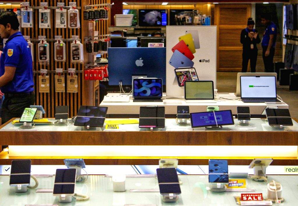 Gadgets on display for sale at a showroom