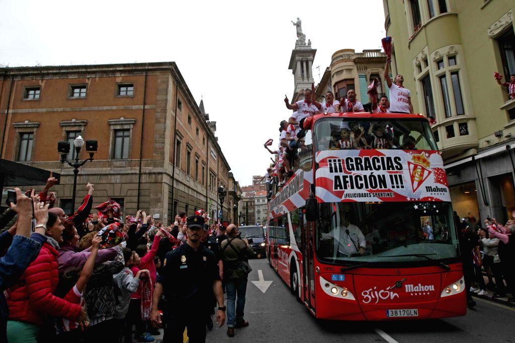 Sporting Gijon celebrates promotion to first division