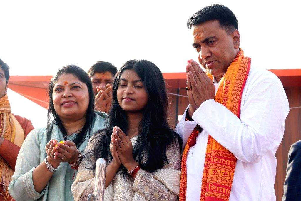 Goa Chief Minister Pramod Sawant offers prayer at the Triveni Sangam