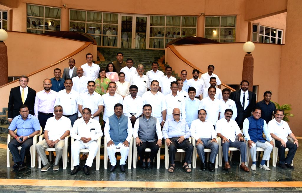 Goa Chief Minister Pramod Sawant with newly elected MLAs.