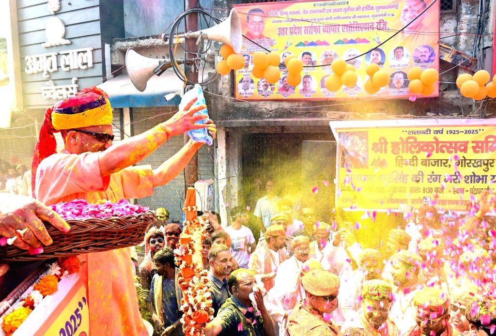 UP CM Yogi Adityanath attends Holi celebrations