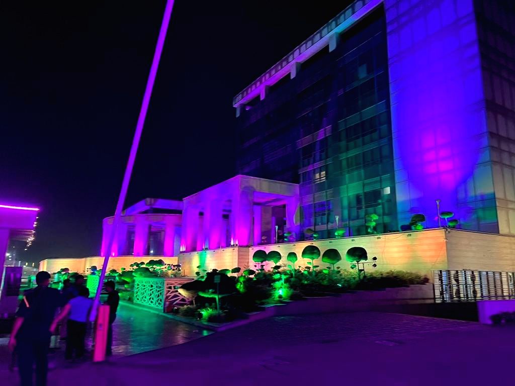 Free Photo: Greater Noida and Noida bathed in colorful lights.