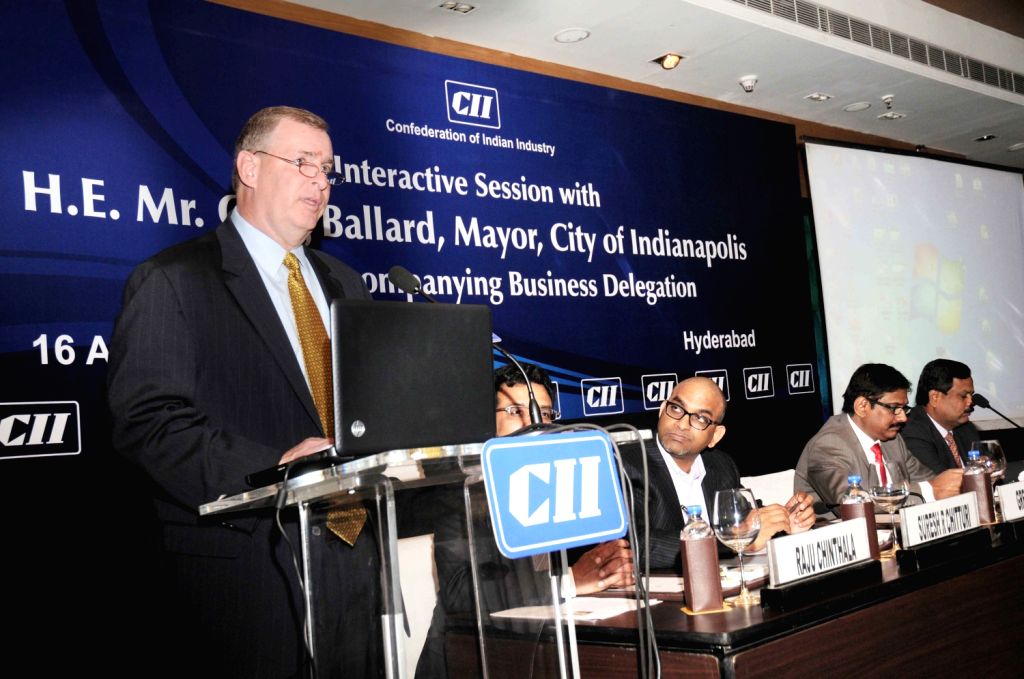 Greg Ballard addressing the CII Interactive Session in Hyderabad