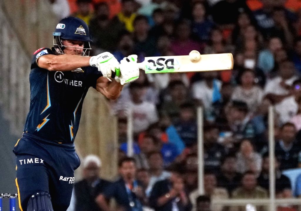 GT batsman David Miller Plays a shot