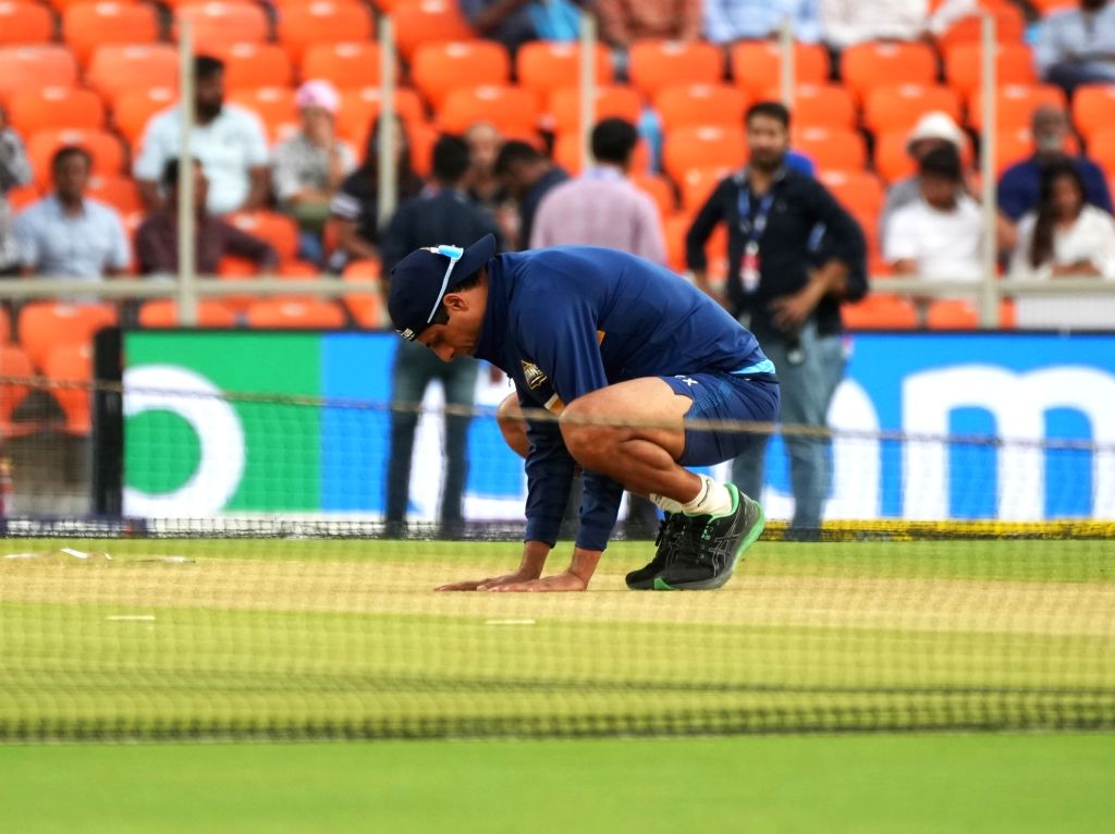 GT's head coach Ashish Nehra before the start of the the IPL 2023 match