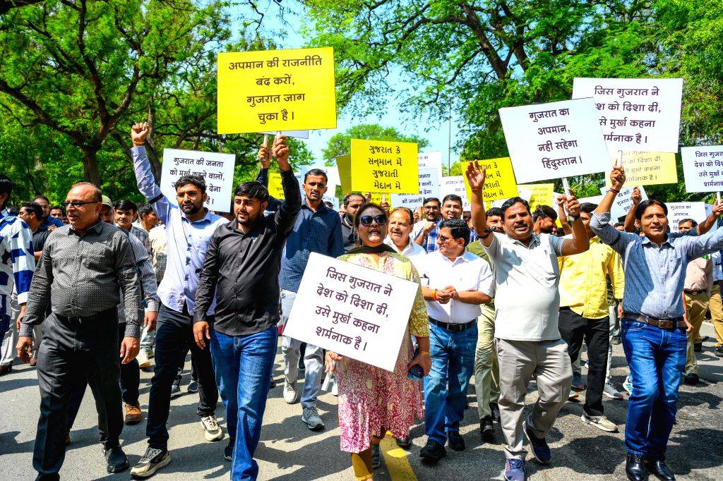 Gujarati Community Protests Outside Congress Office