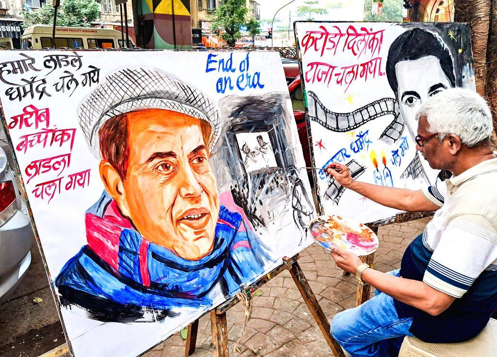 Gurukul School art teacher pays tribute to Dharmendra with a painting