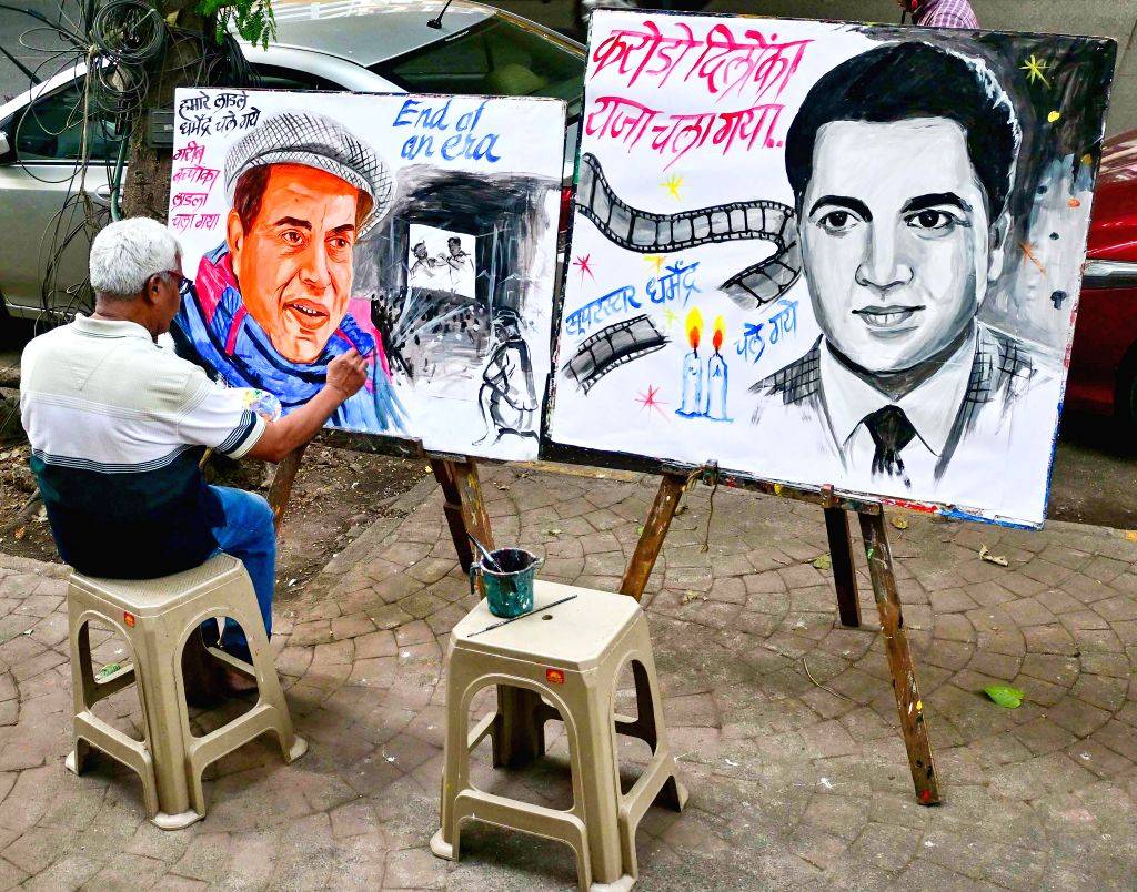 Gurukul School art teacher pays tribute to Dharmendra with a painting