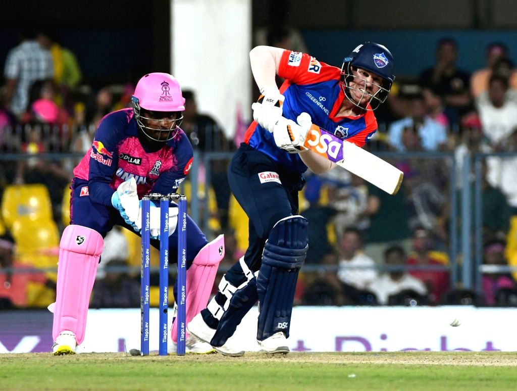 Guwahati : DC captain David Warner plays a shot during the IPL 2023 match