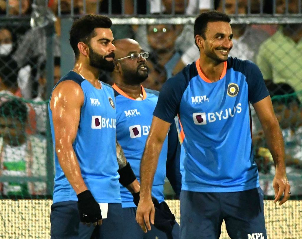Guwahati : Indian cricketer Virat Kohli and Harshal Patel