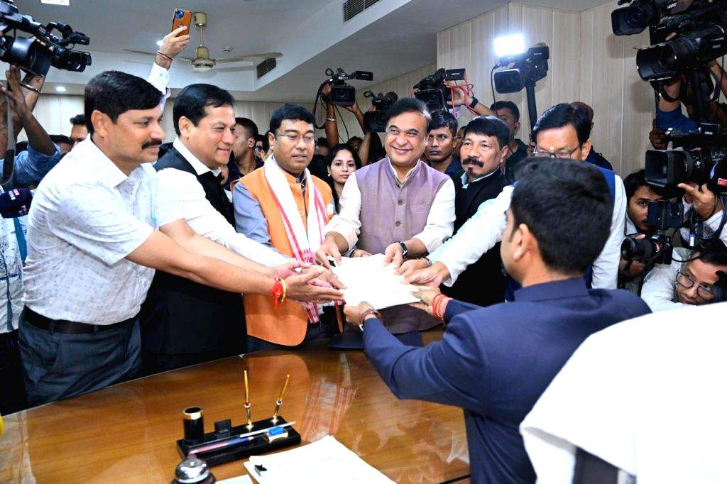 NDA candidate Rameswar Teli files his nomination papers for Rajya Sabha ...