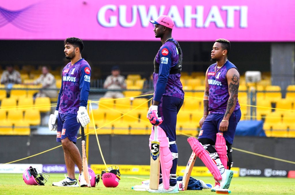 Guwahati : Rajasthan Royals players Riyan Parag, Jason Holder and ...