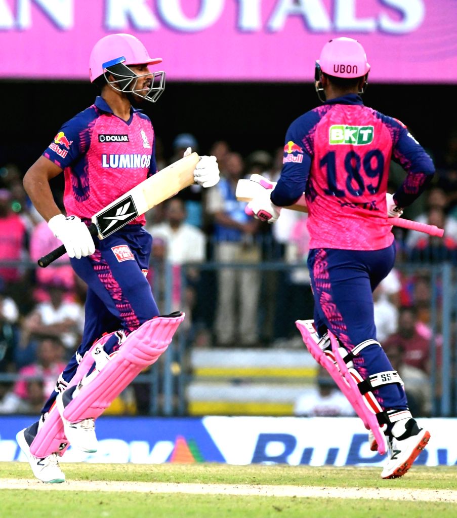 Guwahati : RR batsman Shimron Hetmyer along with batsman Dhruv Jurel ...