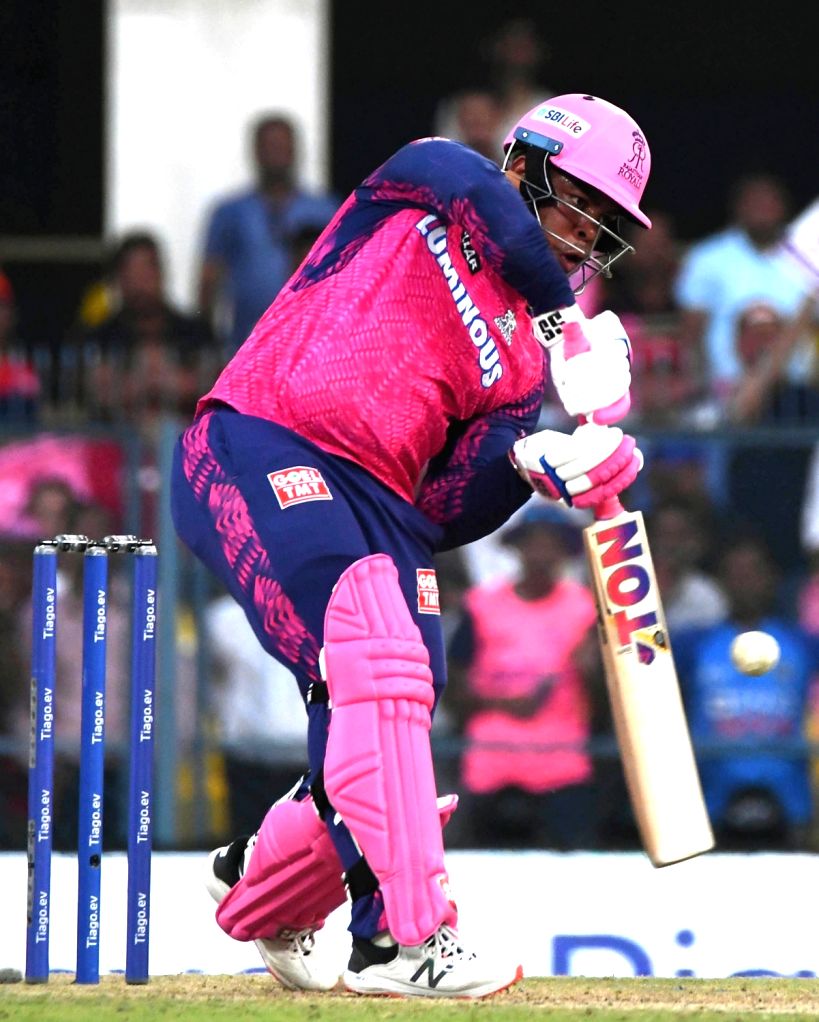 Guwahati : RR batsman Shimron Hetmyer plays a shot during the IPL 2023 ...