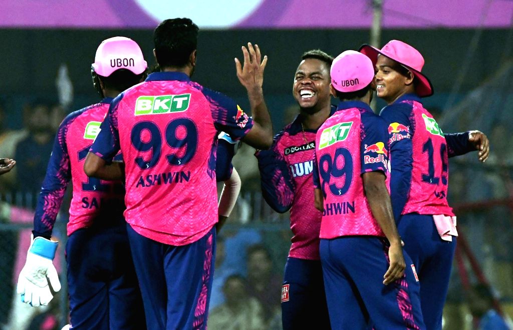 RR's Shimron Hetmyer celebrates a dismissal