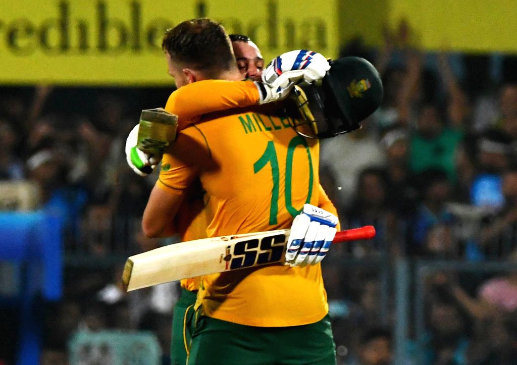 Guwahati : South Africa's David Miller celebrates his century