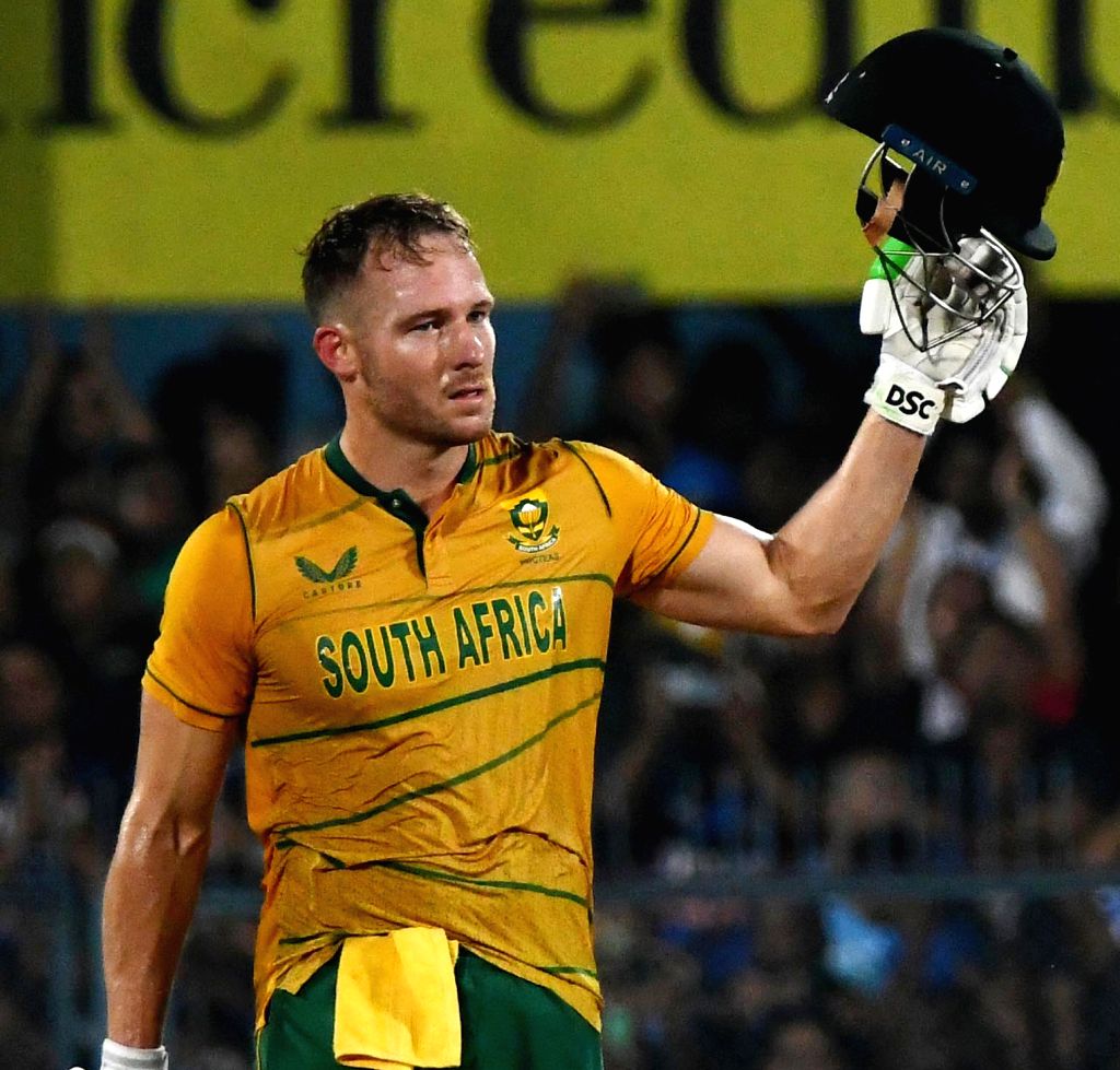 Guwahati : South Africa's David Miller celebrates his century