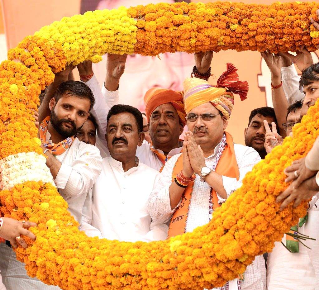 Hanumangarh : Rajasthan Chief Minister Bhajan Lal Sharma during an ...